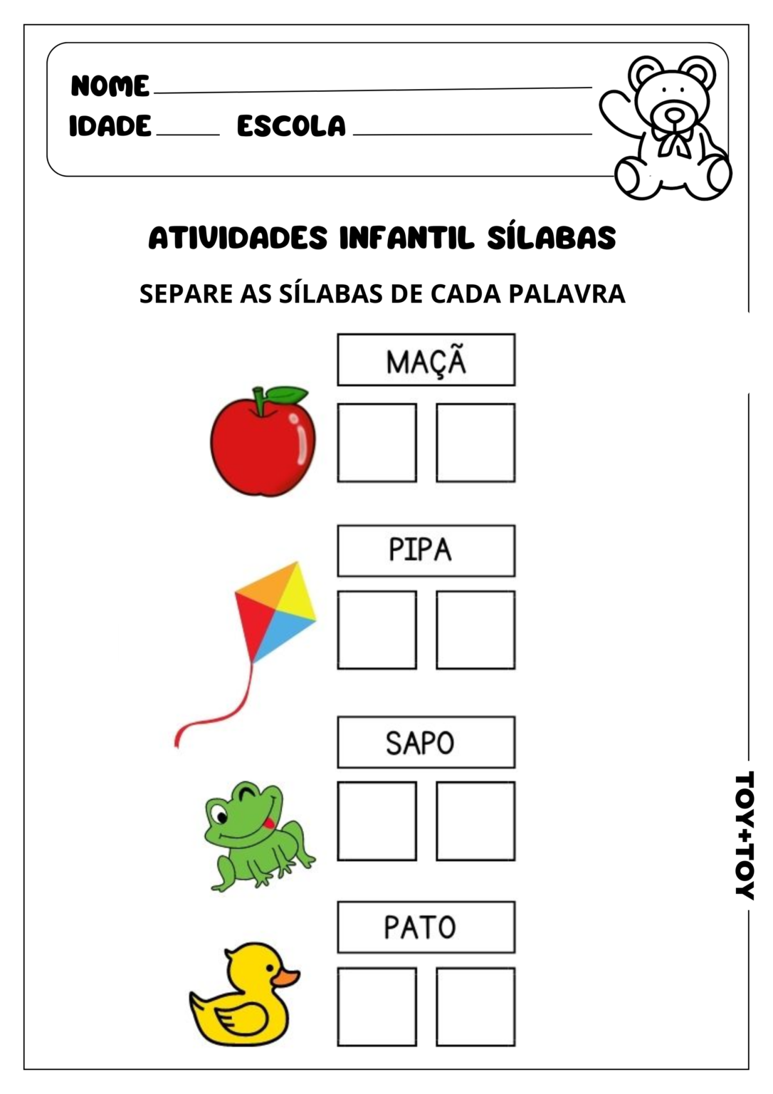 Atividades Infantil Sílabas - TOY + TOY